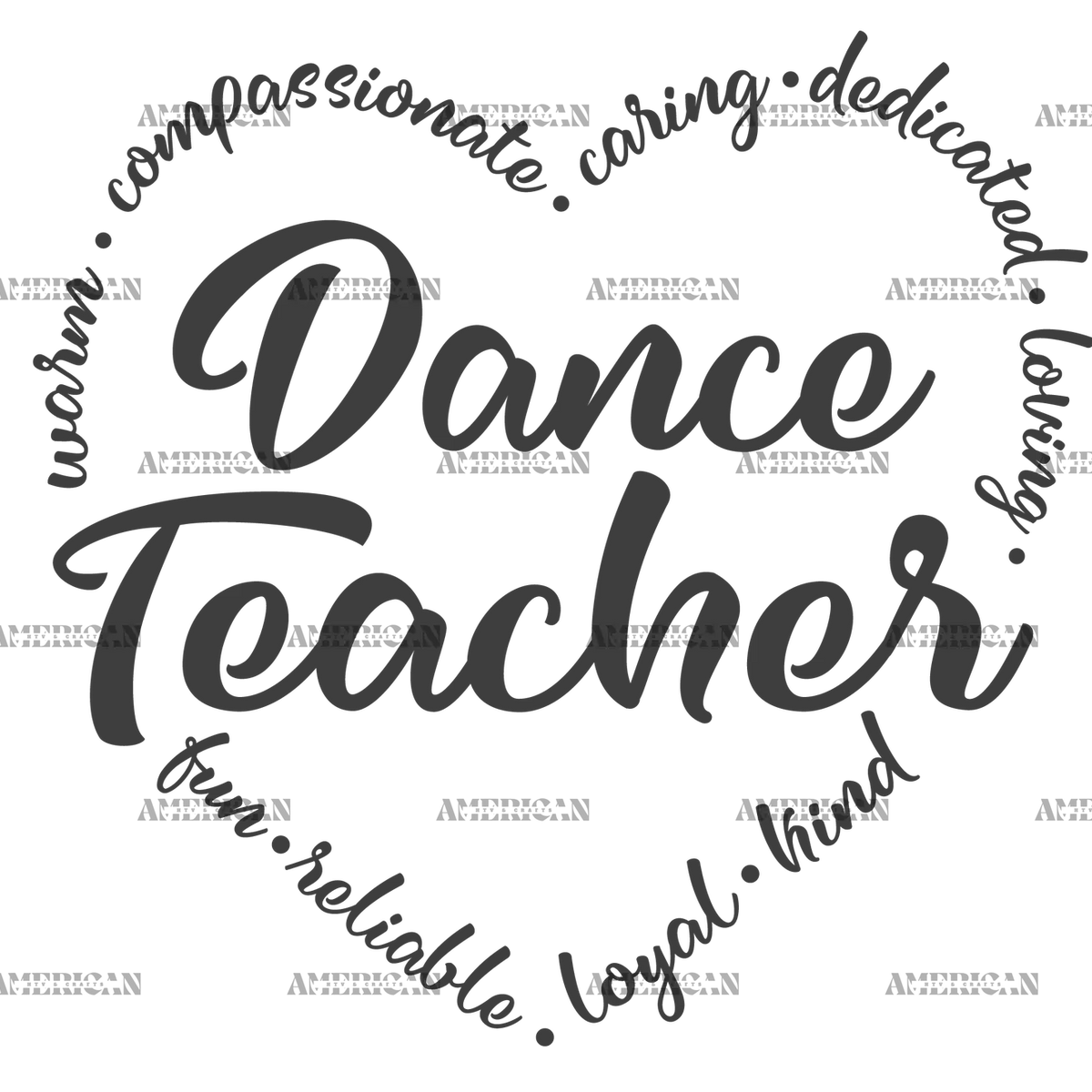 Dance Teacher Heart DTF Transfer – American HTV Supply - Dallas