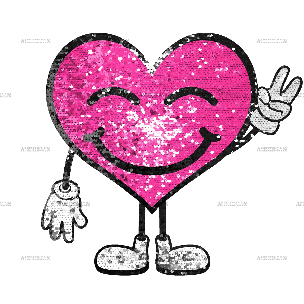 Smiley Heart Patch (Large/Sequin) – American HTV Supply - Dallas