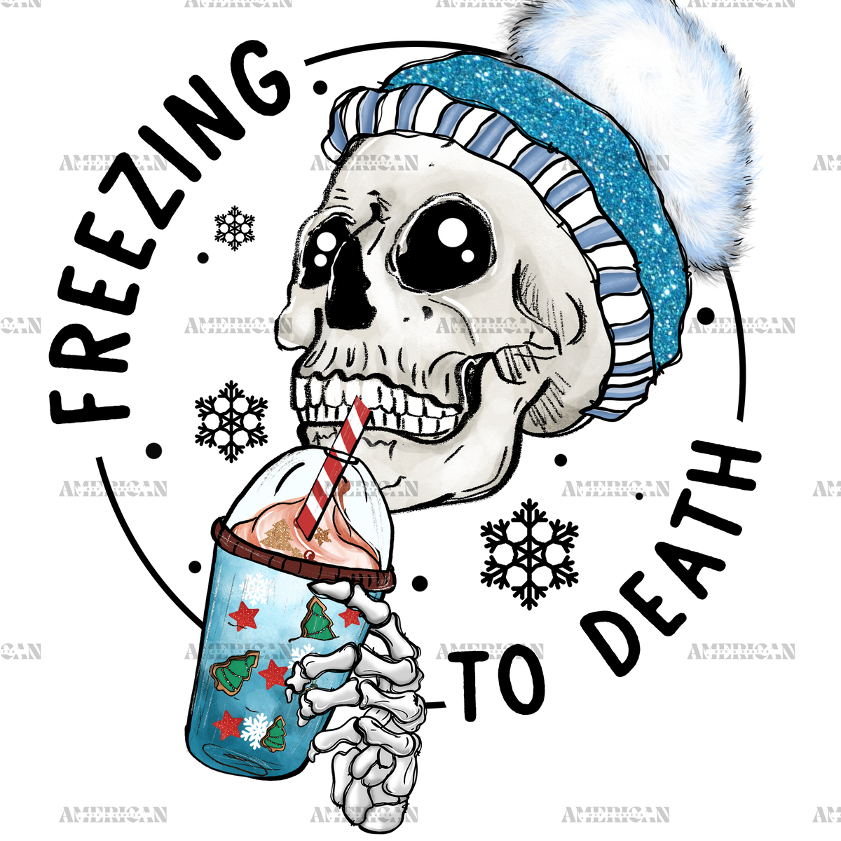 Freezing To Death Skull DTF Transfer – American HTV Supply - Dallas