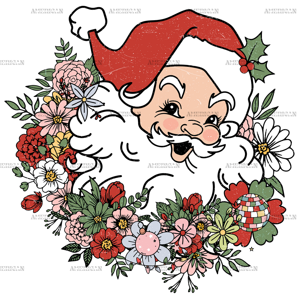 Santa Floral DTF Transfer – American HTV Supply - Dallas